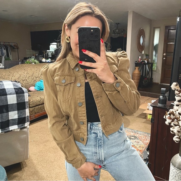 Blank NYC | Jackets & Coats | Blank Nyc Tan Puff Shoulder Jean Jacket ...